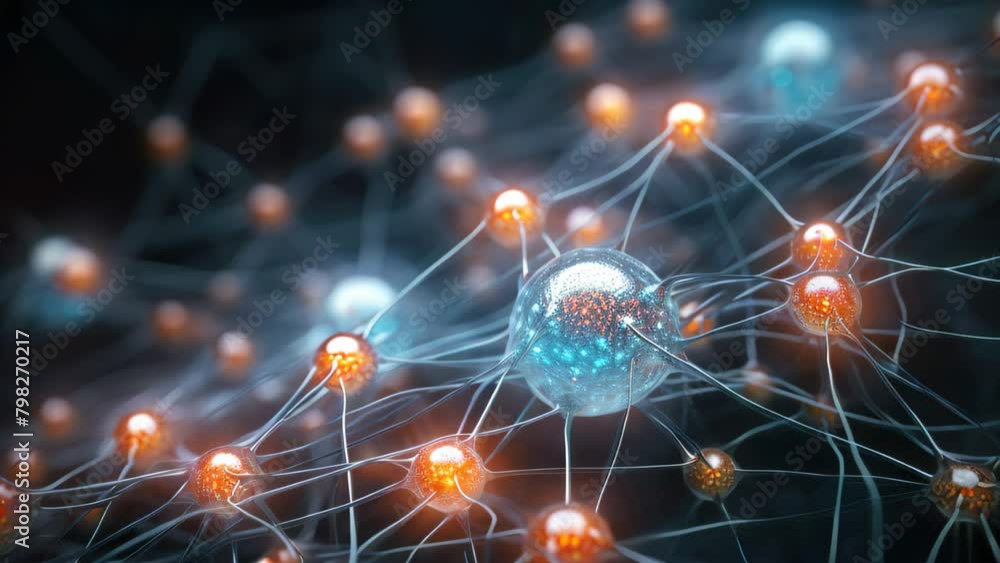 3d rendering of neuron cell with neurons and nervous system. Science ...