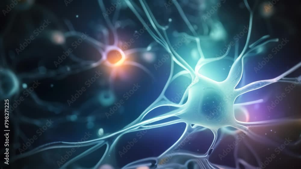 3d illustration of neuron cell, neurons, nervous system, computer ...