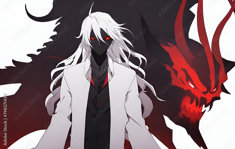 A beautiful young prince of darkness with his beautiful white hair and ...