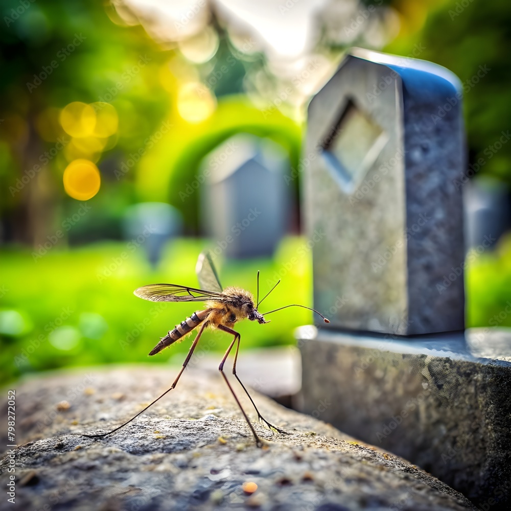 Aedes Mosquito on a Tombstone in the Cemetery: Conceptual ...