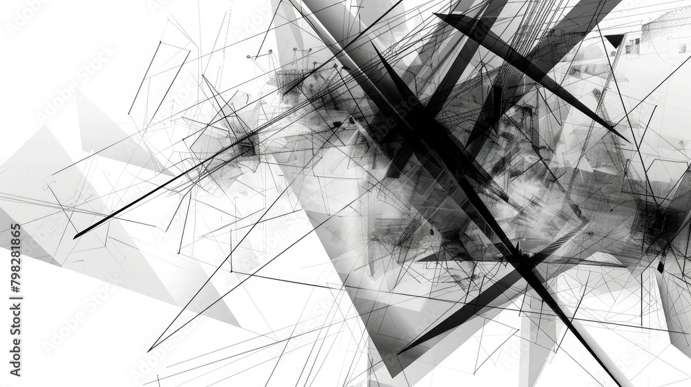 Abstract black and white line art tech background design Stock ...