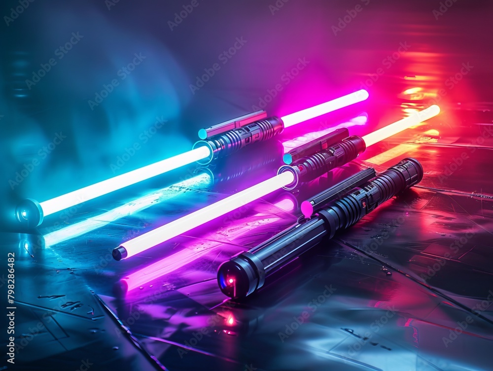 Star wars swords. Introducing a set of laser sabers, futuristic weapons ...