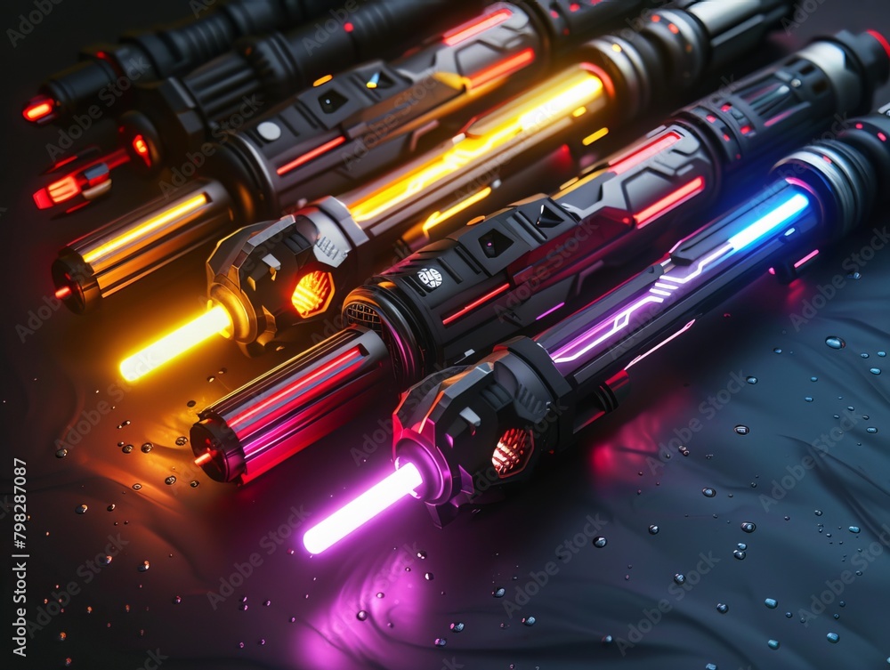 Star wars swords. Introducing a set of laser sabers, futuristic weapons ...