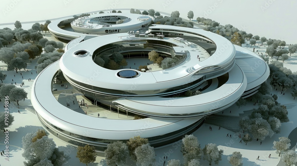 Envision a modern technology building inspired by the Apple company ...