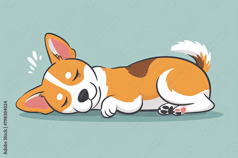 Sleeping Dog Icon - Cute Cartoon Vector in Flat Logo Style Vector ...