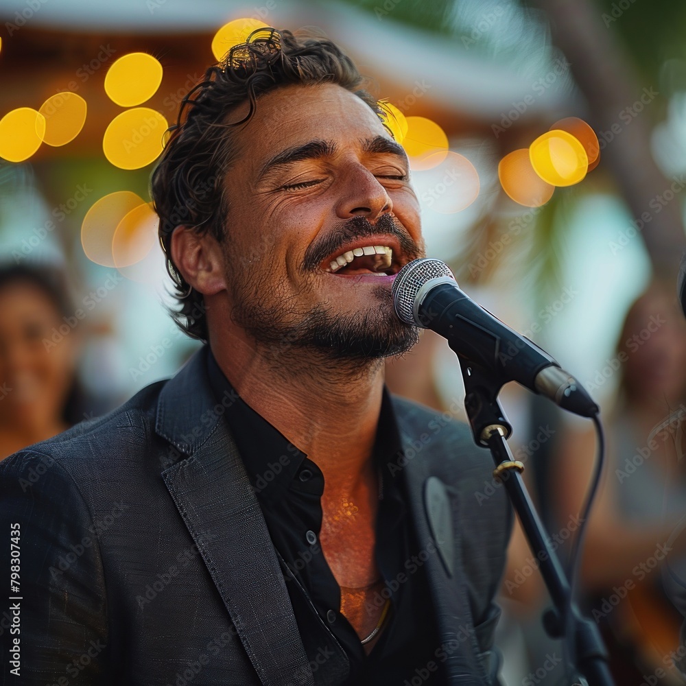 The wedding singer started singing at a luxurious wedding event on the ...