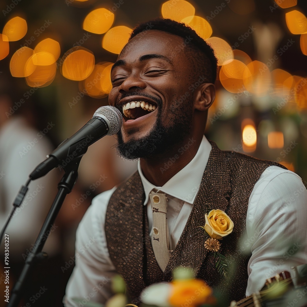 The wedding singer started singing at a luxurious wedding event on the ...