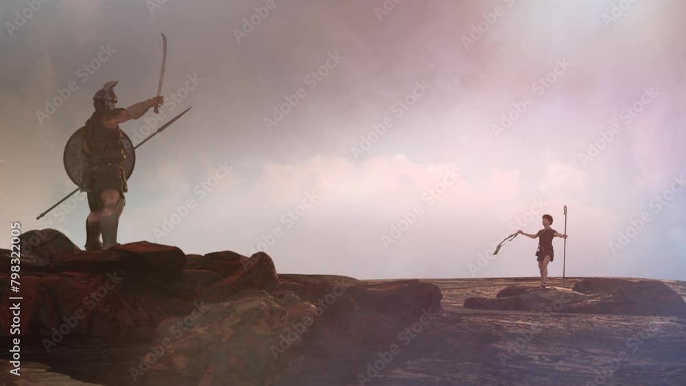 David and Goliath of the biblical story of the confrontation between ...