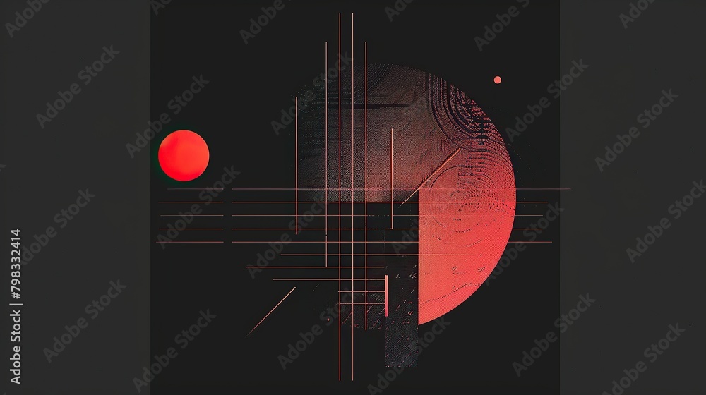 flat abstract logo design technical drawing with dimensioning lines ...