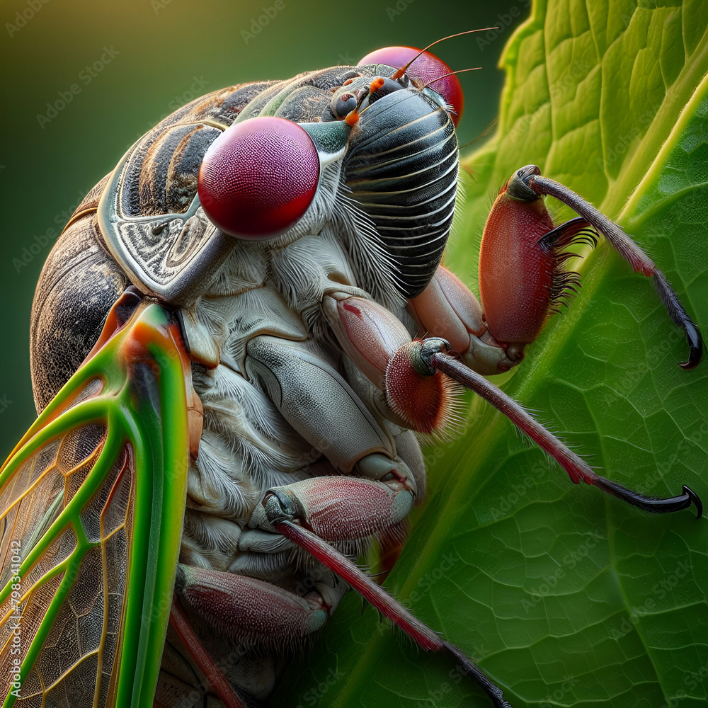 Closeup of a Large Giant Male Red Eyed 17-Year Cicada Lyristes Quesada ...