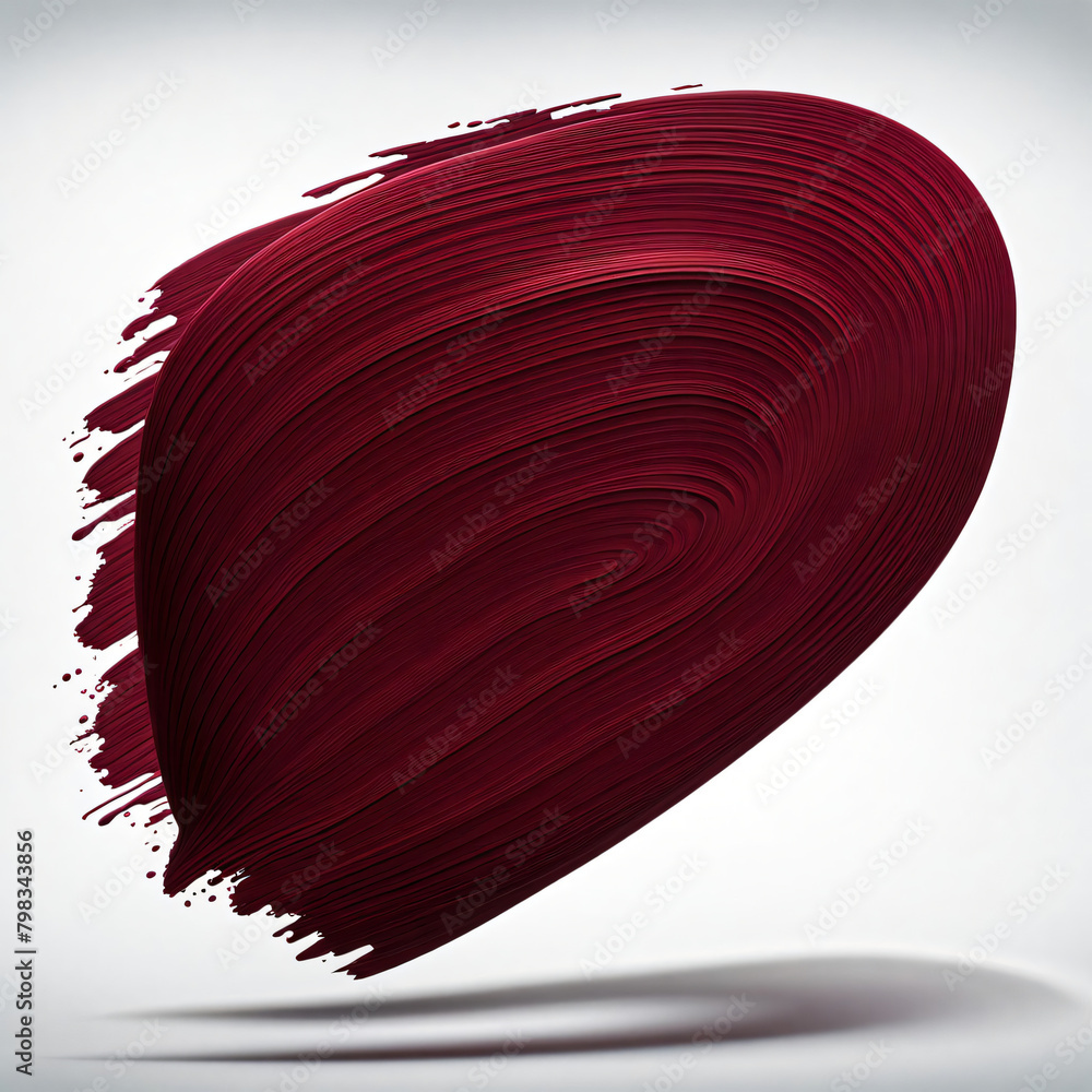 Maroon paint stroke with thick texture, isolated against a transparent background, aspect ratio ...