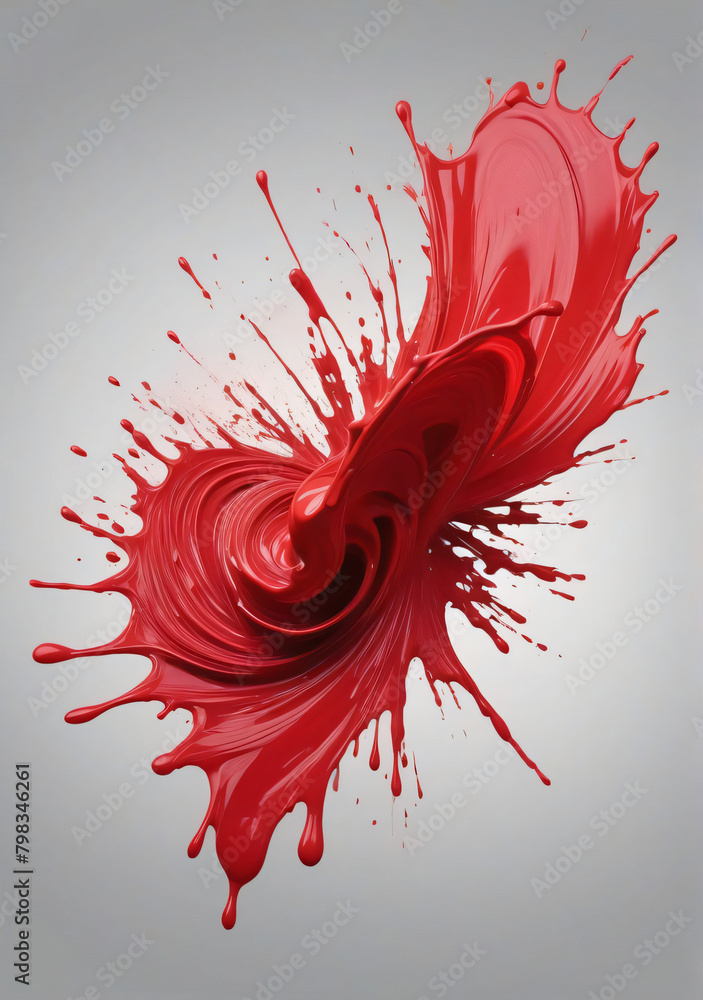 Texture of red paint stroke, splattered on invisible surface, isolated ...