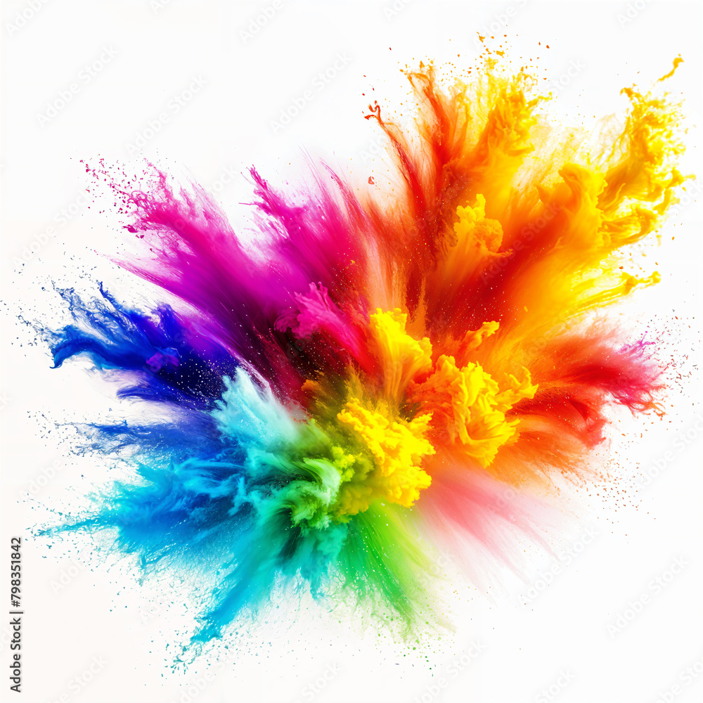 A vibrant explosion of color, with each burst of color appearing as a ...