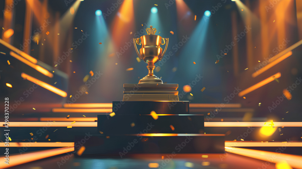Winner award podium prize silver gold trophy win champion pedestal ...