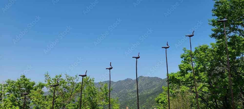 sotdae, a pole signifying prayer for a good harvest Stock Photo | Adobe ...