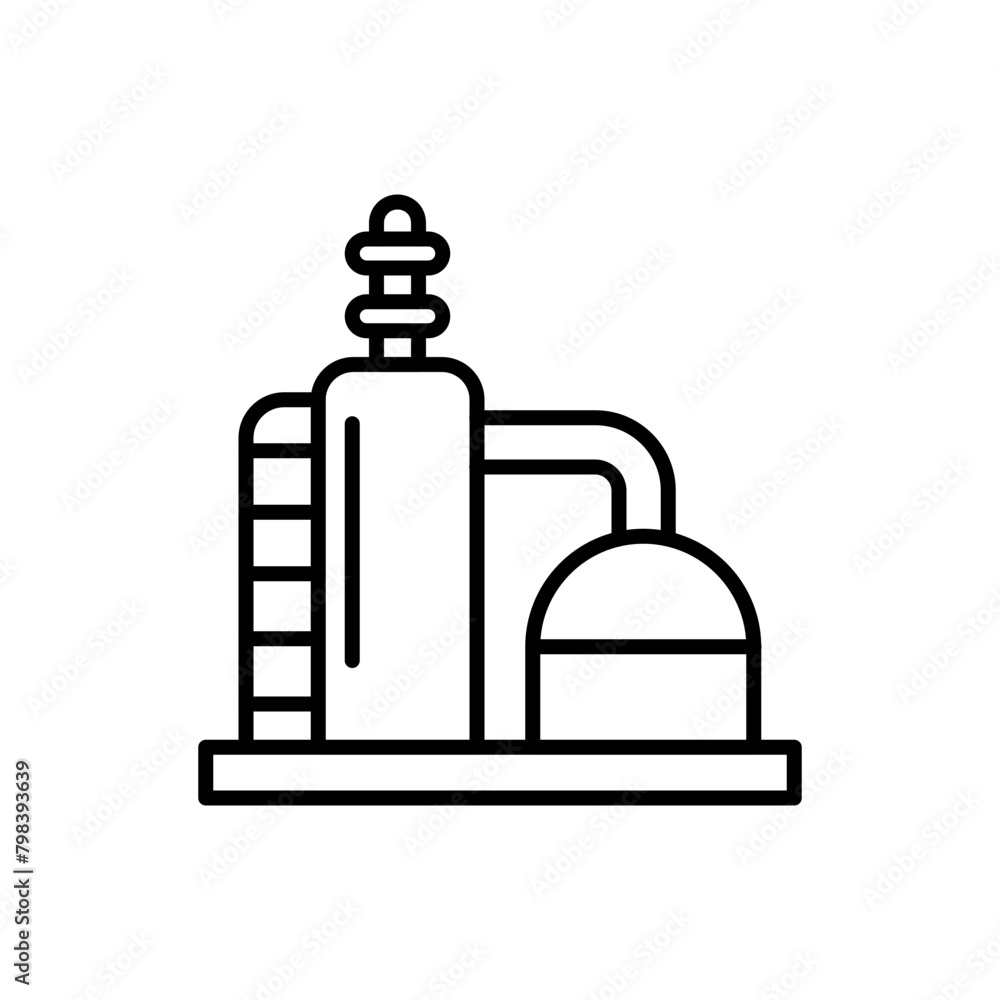 Oil refinery outline icons, minimalist vector illustration ,simple ...