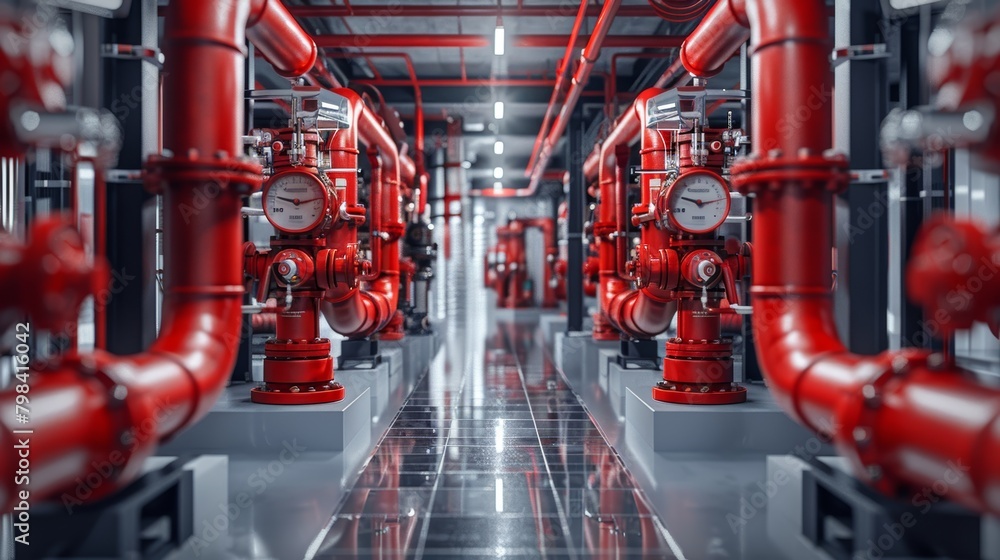 Advanced fire protection system installed in modern industrial setting ...