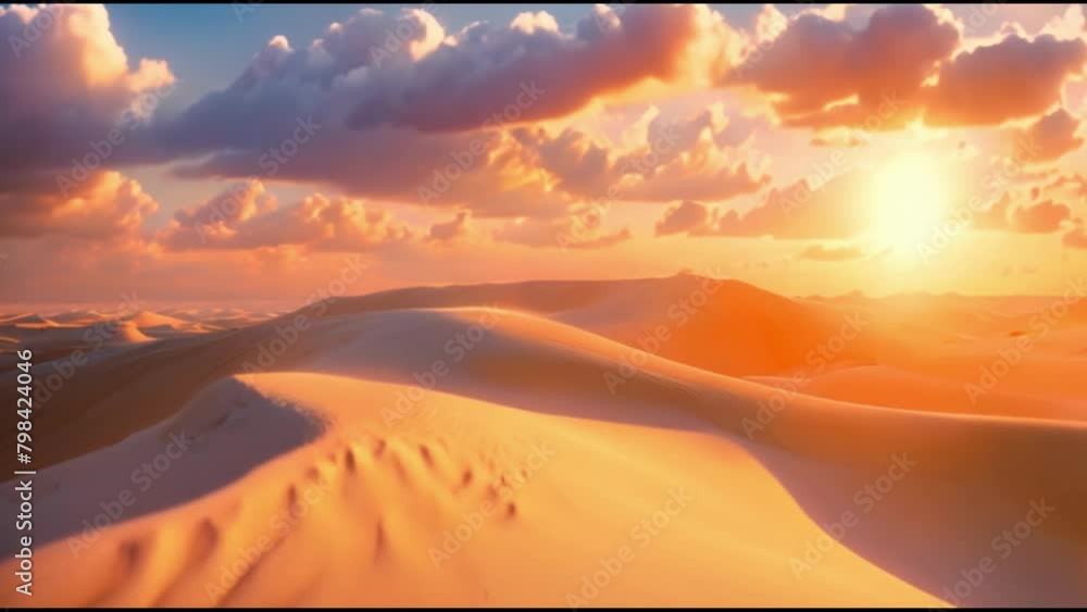beautiful desert, sunset. sand dunes in the Sahara Desert. 4k ...
