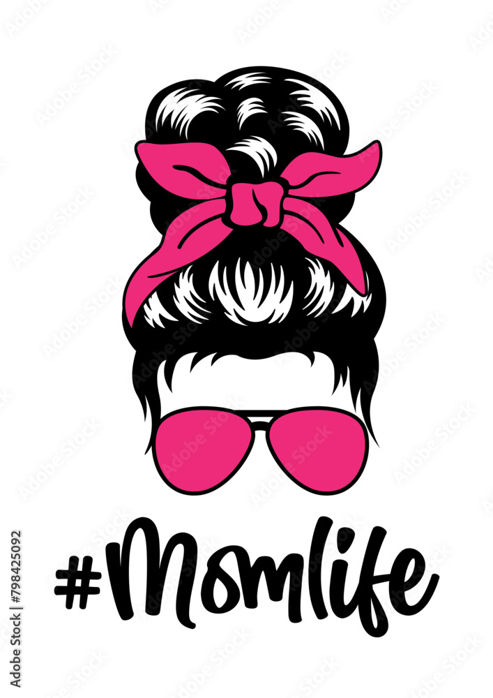 Mom Life | Messy Bun Hair | Mom with Bandana | Hair Bun | #Momlife ...
