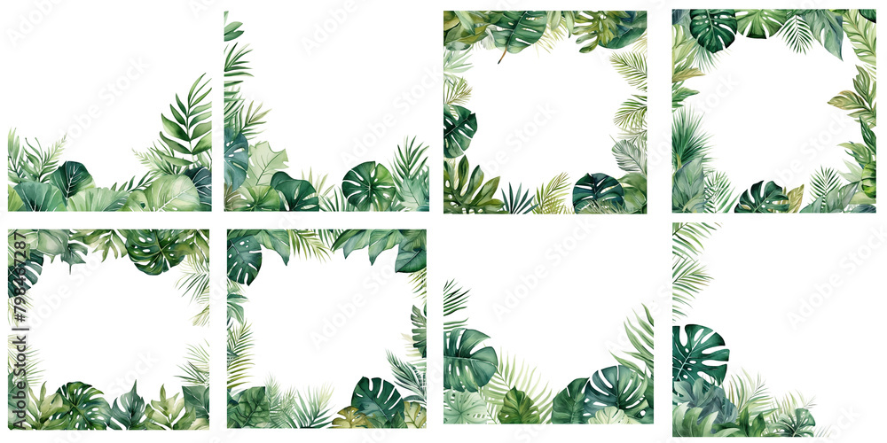 Elegant leaf frame png collection Stock Illustration | Adobe Stock