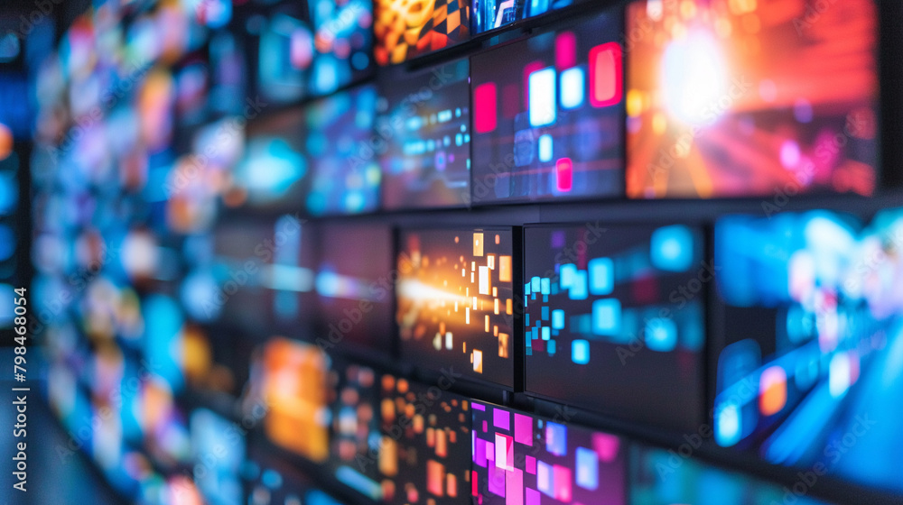 Interactive media wall composed of smart TVs with touch responsive ...