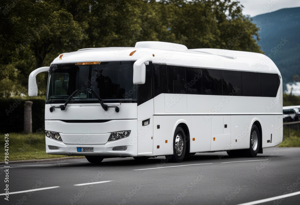 big white bus angle tour right front view three-dimensional aerodrome ...