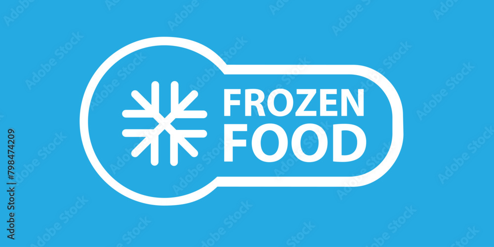 Frozen food icon for product label with snowflake or ice crystal ...