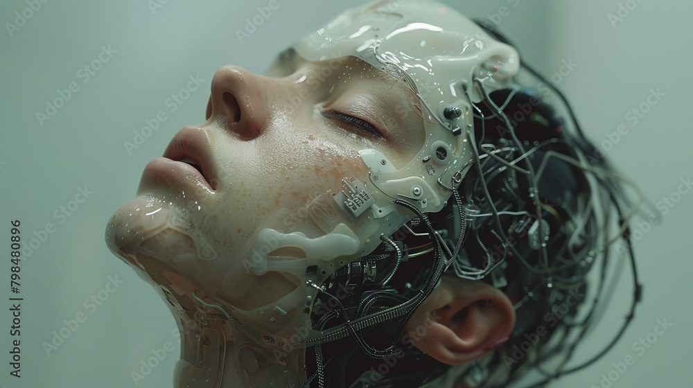 Intimate portrayal of human-machine symbiosis, illustrating the promise ...