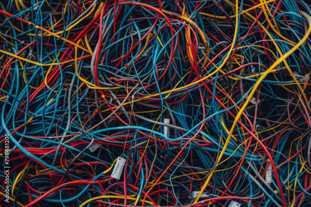 Texture Of A Bunch Of Multi-Colored Small Electronic Wires Mixed Up ...