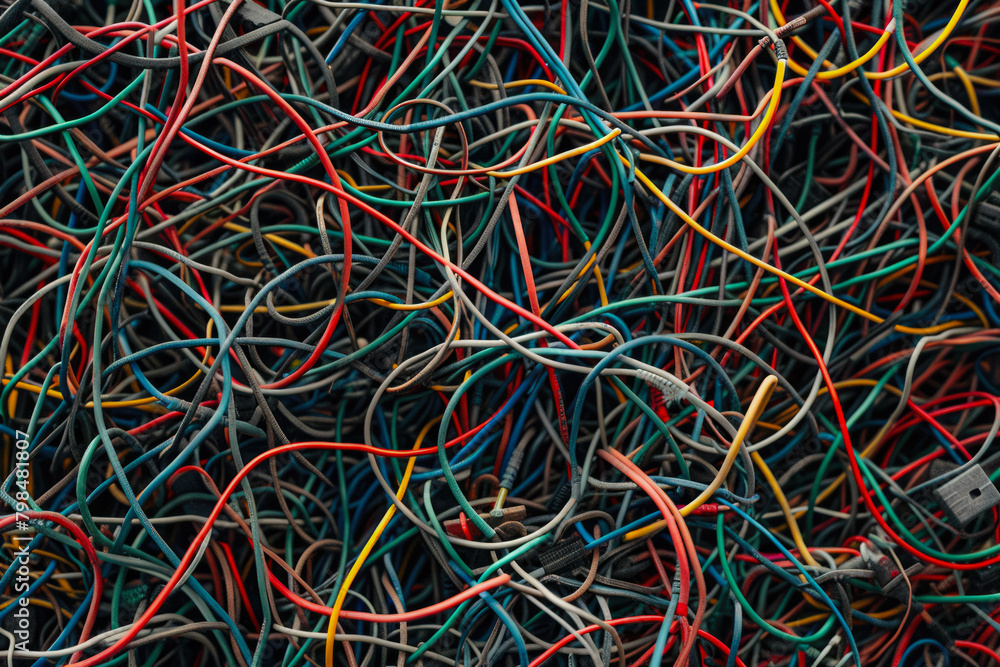 Texture Of A Bunch Of Multi-Colored Small Electronic Wires Mixed Up ...