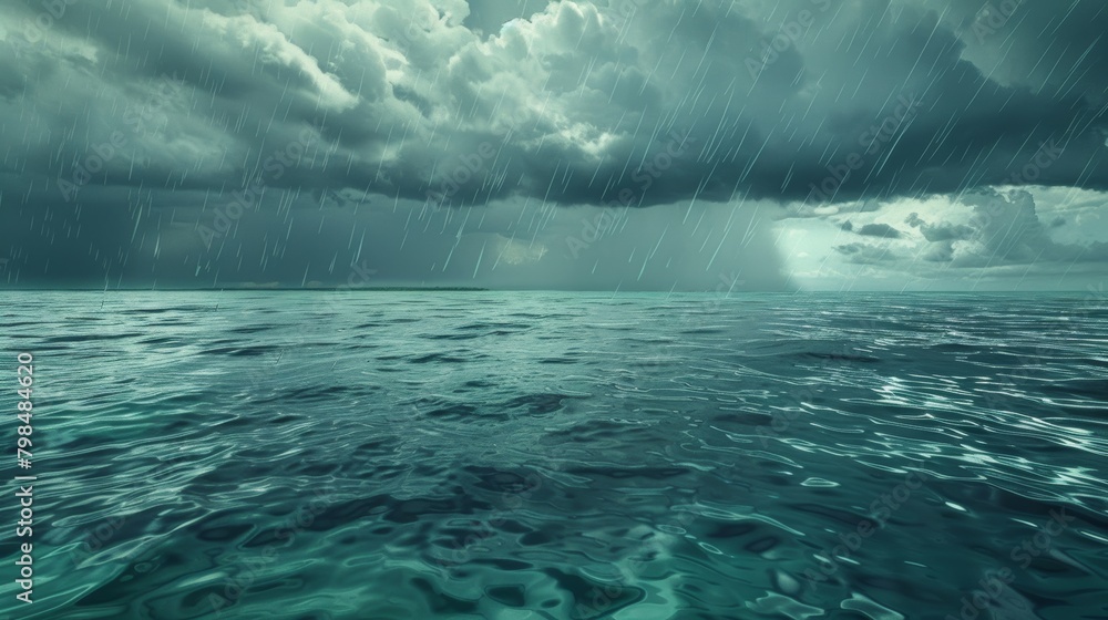 Acid Rain on the Ocean: A dramatic illustration of acid rain falling on ...