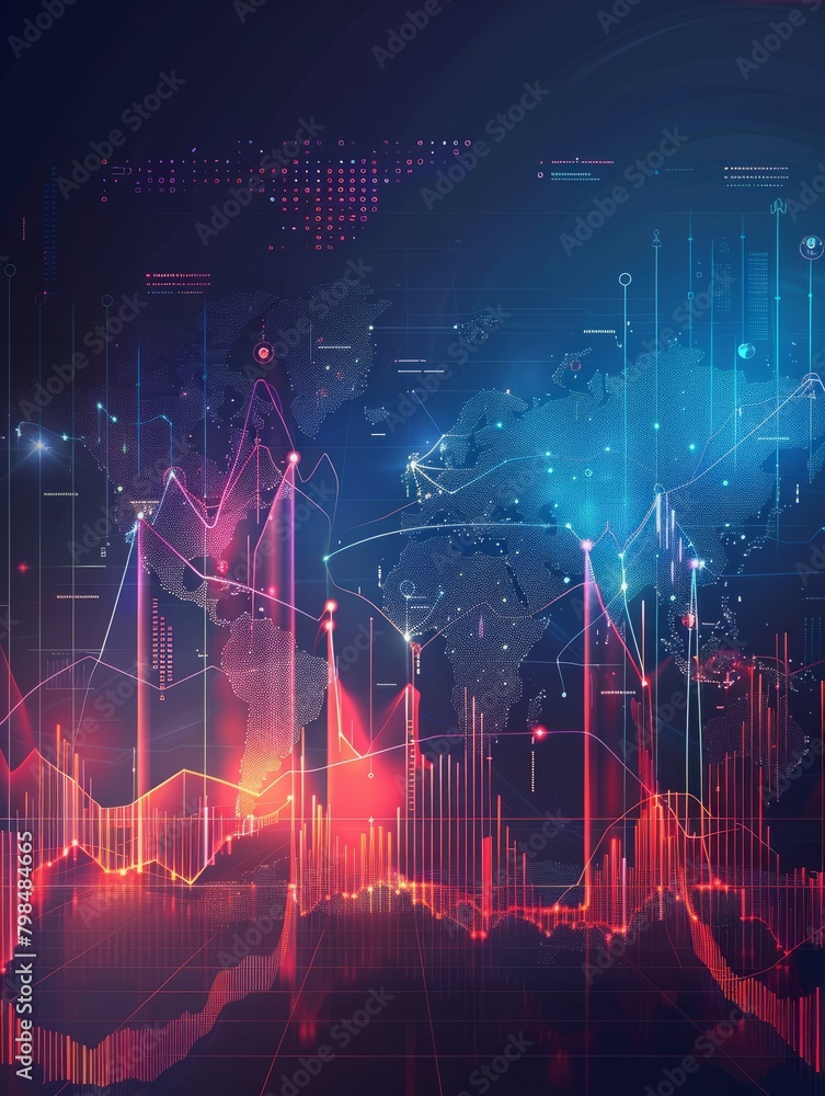 World map with graph in futuristic concept suitable for financial ...
