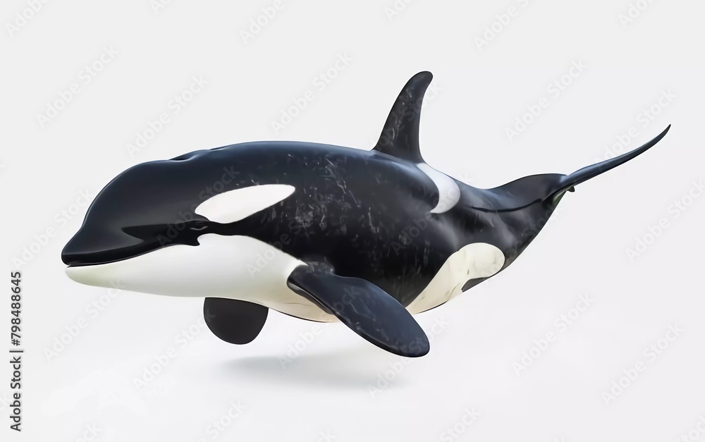 Isolated killer whale orca closing mouth left side view on white ...