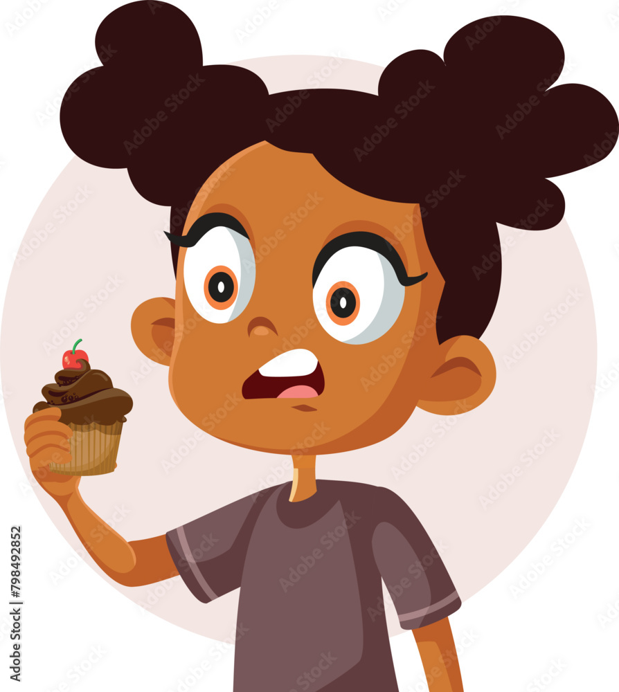 Picky Eater Disliking a Chocolate Muffin Vector Cartoon Character ...