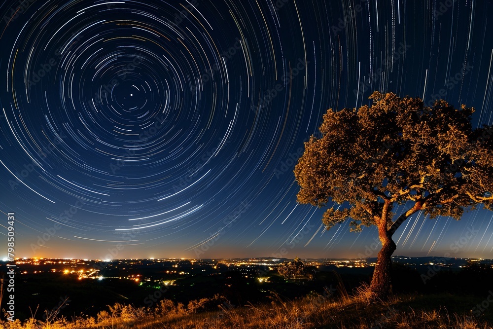 Star trails circling the North Star, capturing the Earths rotation ...
