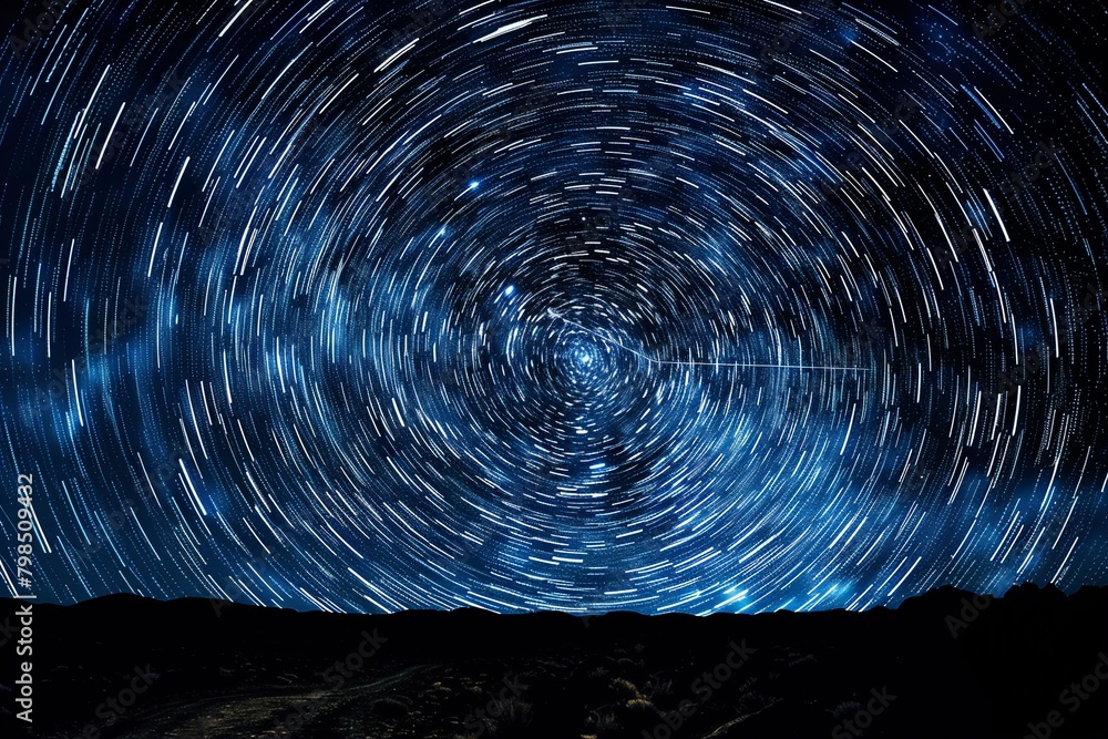 Star trails circling the North Star, capturing the Earths rotation ...