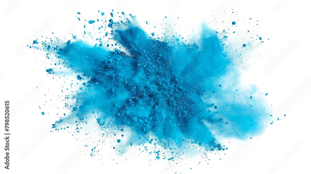 bright cyan blue holi paint color powder festival explosion burst ...