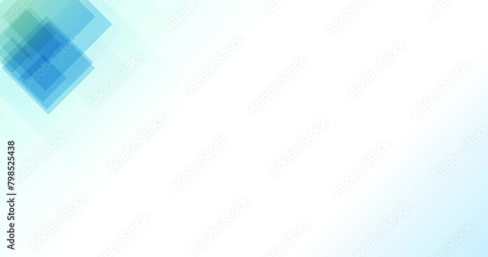 Loop animation of transparent blue and green triangles on the left side ...