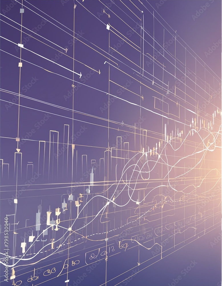 data concept with digital financial chart graphs, perspective view of ...