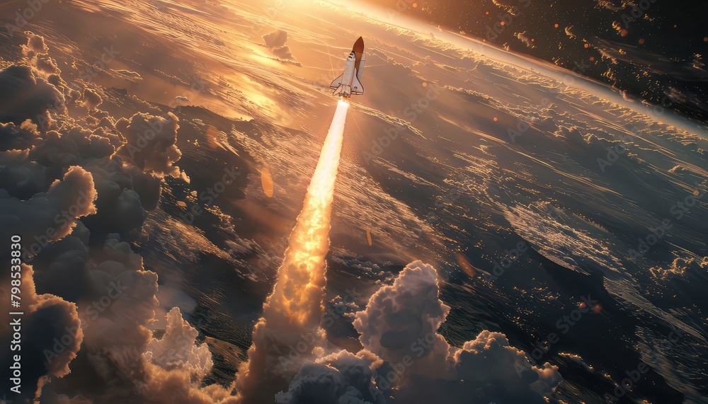 Space Shuttle Launch, Showcase the awe-inspiring moment of a space ...