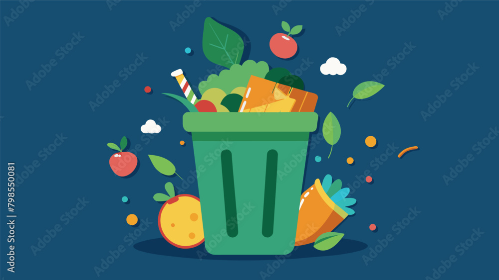 An overflowing trash can with food waste spilling out drawing attention ...