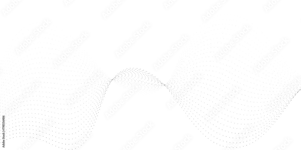 Flowing wavy dots particles wave pattern curve halftone gradient lines ...