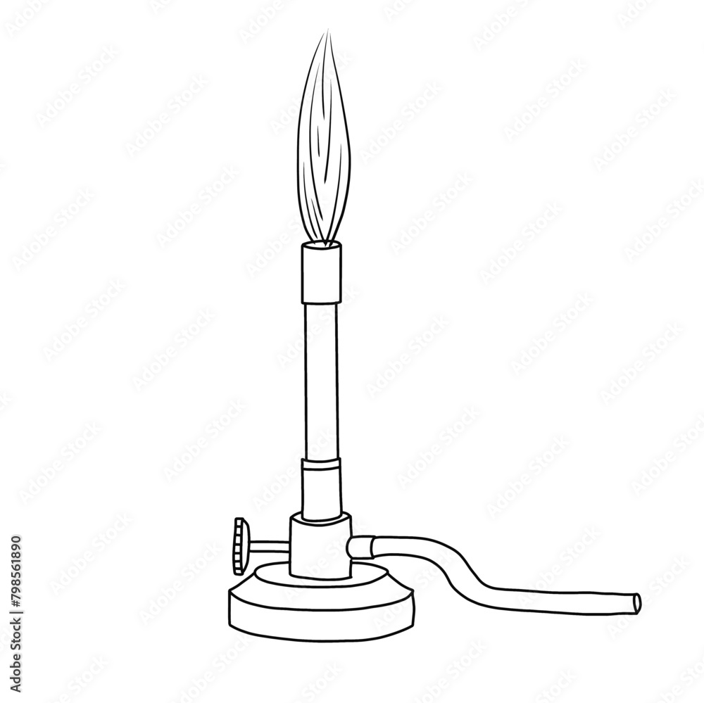 Vector illustration Lab Bunsen burner hand drawn sketch laboratory ...