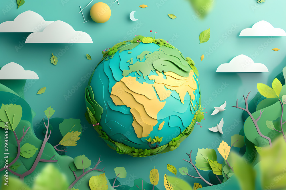 World Environment Day, A world surrounded by lush trees and forests ...