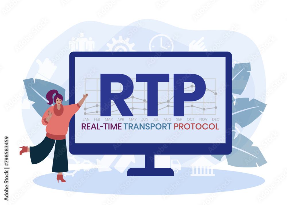 RTP - Real Time Transport Protocol acronym. business concept background ...