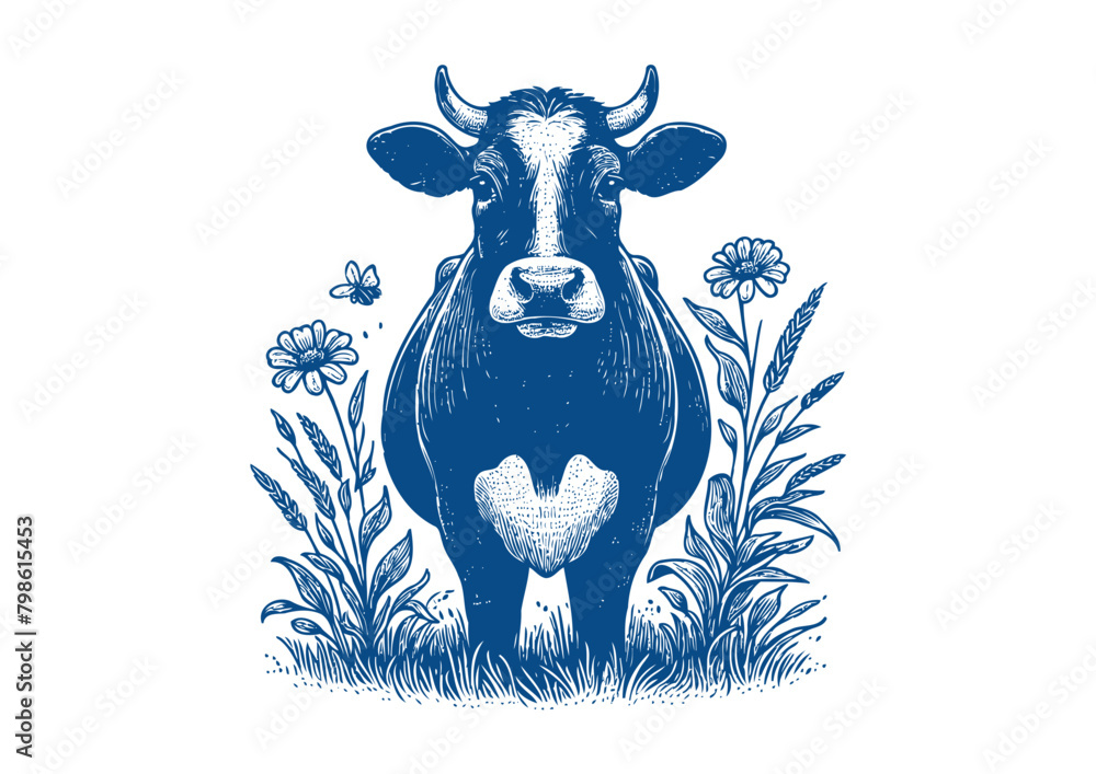 Cow vector. Hand drawn illustration Stock Vector | Adobe Stock