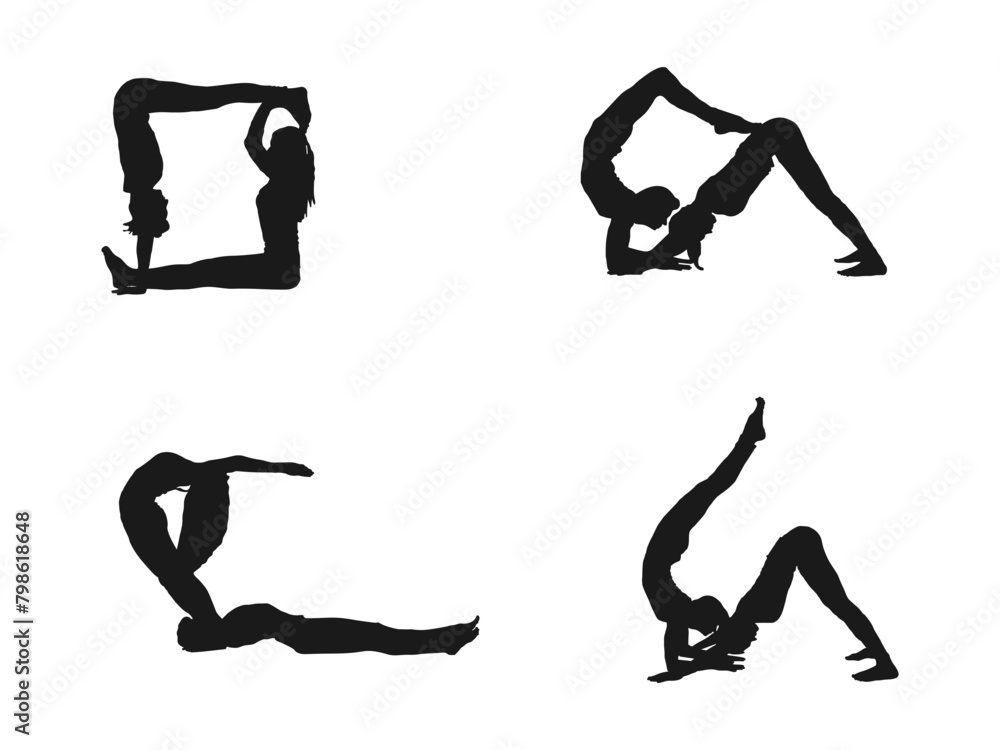 acro yoga silhouettes Icon Silhouette Illustration. Couple Vector ...