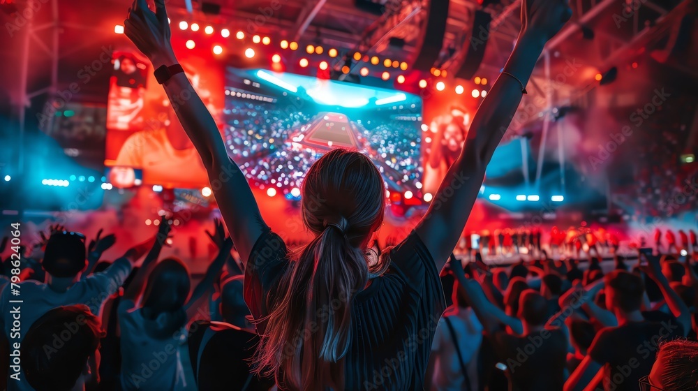 High-energy scene of a crowd at a sports race, people of all ages ...