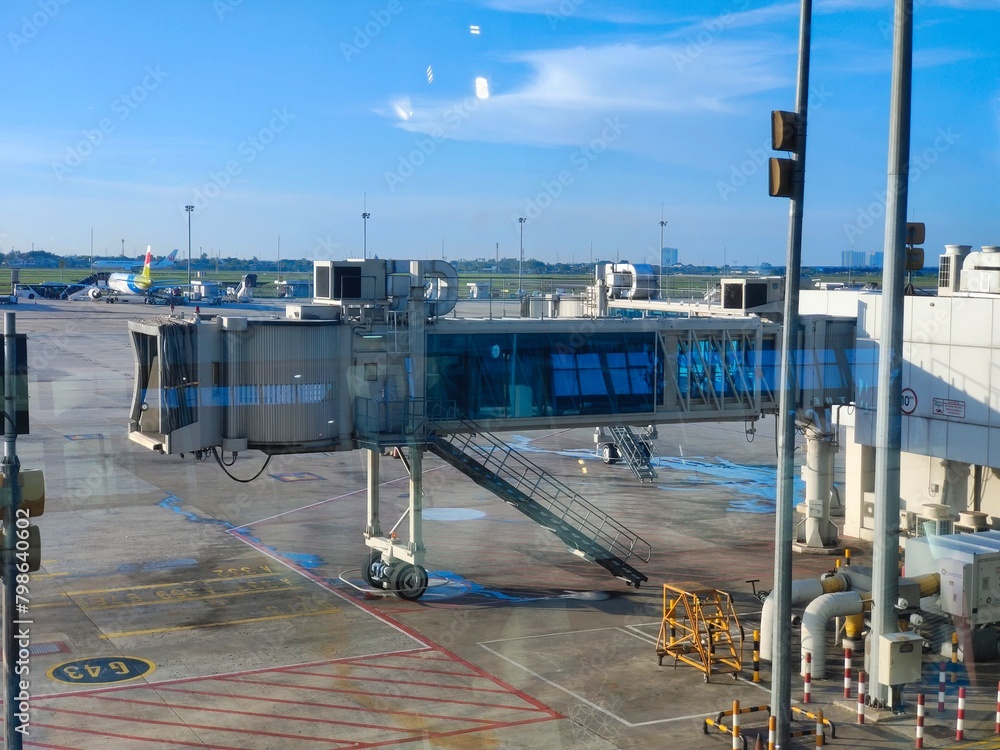 Airport.Cengkareng, Tangerang, Indonesia, April 22nd 2024. The runway ...