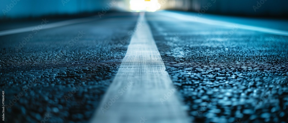 Dramatic Close-up of Asphalt Road Texture with Painted Lines Leading ...